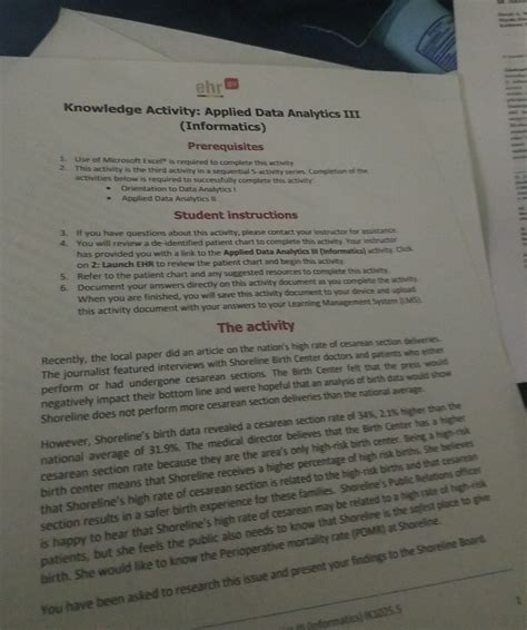 solved ehrknowledge activity applied data analytics iii