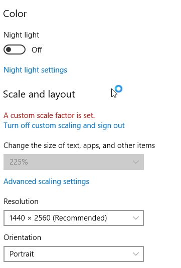 windows 10 disable custom scaling factor super user