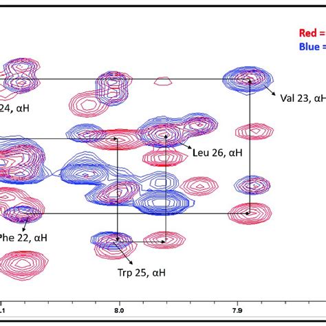Tocsy And Noesy Overlaid Spectra Demonstrates The Sequential Walk For
