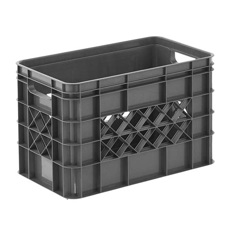 Grey Modular Stackable Crates The Container Store