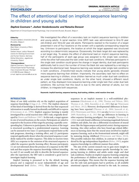 Pdf The Effect Of Attentional Load On Implicit Sequence Learning In