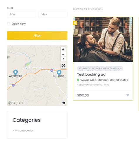 What Category Is Supposed To Show Under The Map On The Listings Page