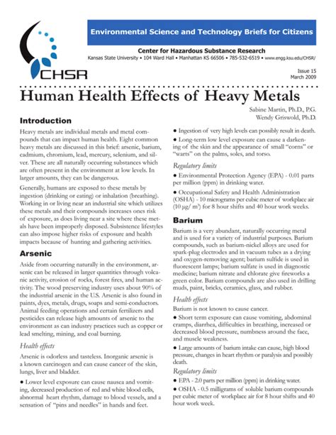 Human Health Effects Of Heavy Metals Ksu Brief