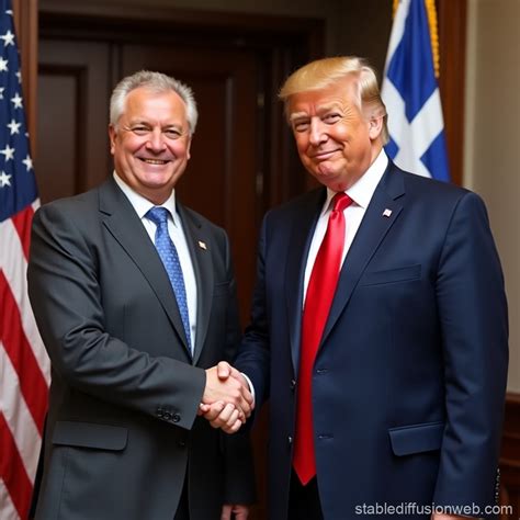 Donald Trump and Kostas Kitsotakis Shaking Hands | Stable Diffusion Online
