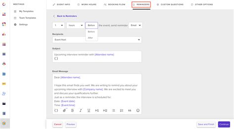 Custom Scheduler Reminders Sensehq