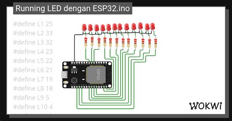 Running Led Dengan O Wokwi Esp32 Stm32 Arduino Simulator