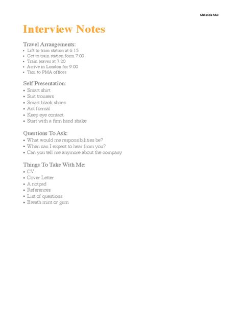 Interview Notes Pdf