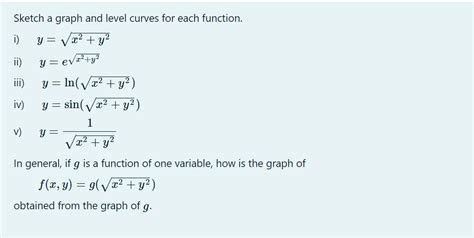 Solved Sketch A Graph And Level Curves For Each Function Y Chegg