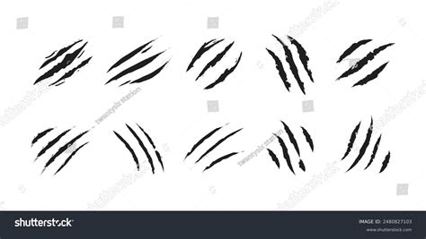 Claw Scratch Illustration Vector Set Stock Vector Royalty Free