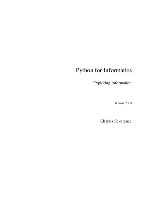 Pdf Python For Informatics Exploring Information Charles Severance