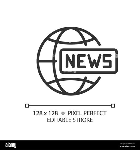 2d Customizable Thin Linear Black Global News Icon Stock Vector Image