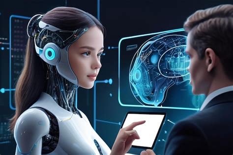 Premium Photo Human Interact With Ai Artificial Intelligence Virtual