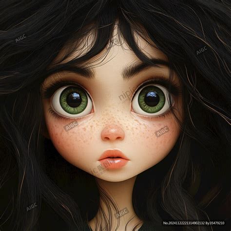 Ai创作图3d女娃 大眼睛姑娘 小女孩儿插 大眼睛女孩 3d效果女孩 大眼睛小女孩 小女孩头像插画 鼠绘卡通娃娃 豆豆眼女孩 Cg头像 儿插女孩 黑头发大眼睛 原创卡通女孩 写实人物插画 娃娃