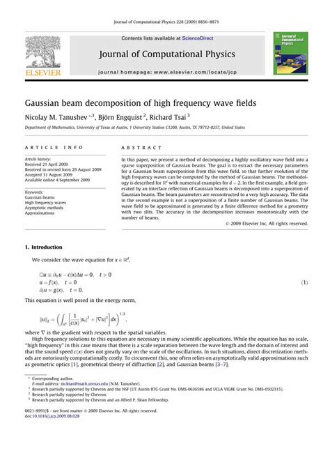 Pdf Gaussian Beam Decomposition Of High Frequency Wave Fields