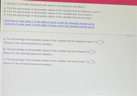 solved a variable is normally distributed with mean 9 and standard