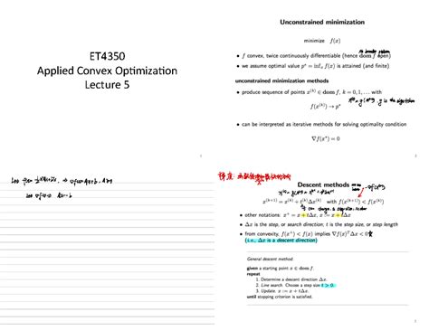 Unconstrained Algorithm Et Applied Convex Op4miza4on Lecture 5 1 2 4