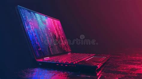 Hacker Hacks Laptop Hacker Attacks Computer Security System And Steals