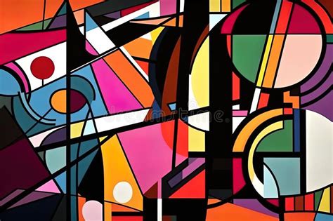 Multicolored Geometric Abstract Art In Cubism Style Ai Generative