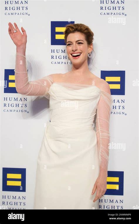 Actress Anne Hathaway Arrives At The Human Rights Campaign Hrc