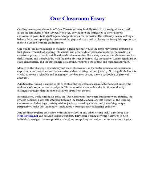 Our Classroom Essay Pdf