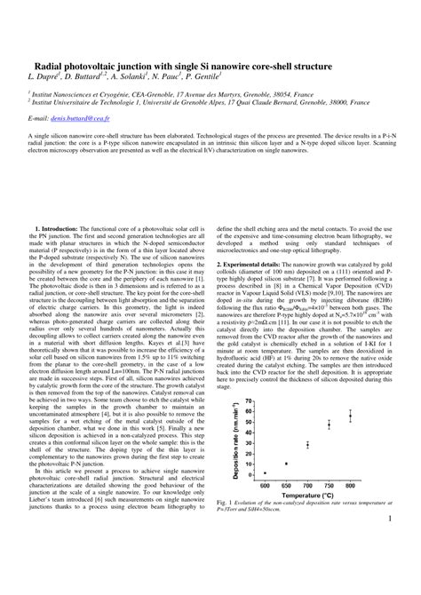 Pdf Radial Photovoltaic Junction With Single Si Nanowire Coreshell Structure Published In