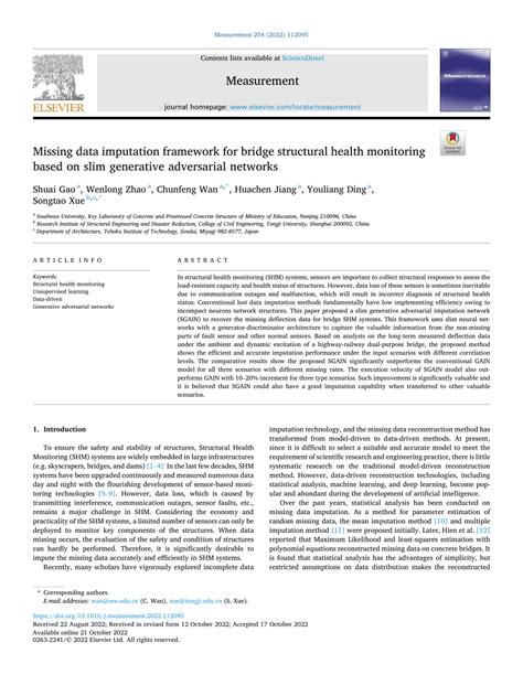 Pdf Missing Data Imputation Framework For Bridge Structural Health Monitoring Based On Slim