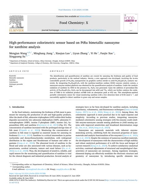 Pdf High Performance Colorimetric Sensor Based On Ptru Bimetallic