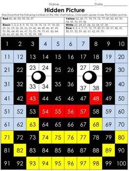 Numbers 100s Chart Hidden Picture Activity Spring Bee King Virtue 100 S Chart Hidden