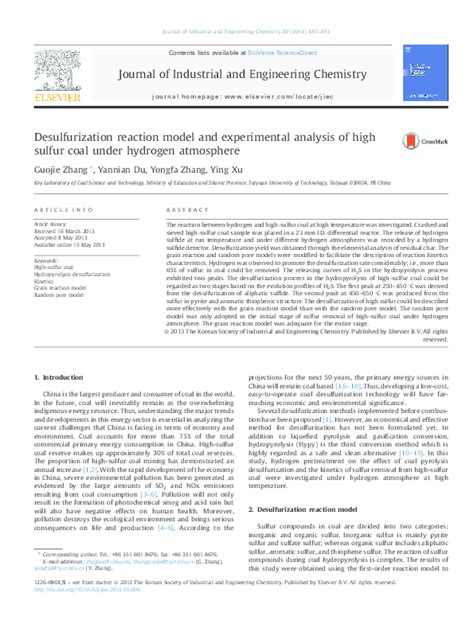 Pdf Desulfurization Reaction Model And Experimental Analysis Of High
