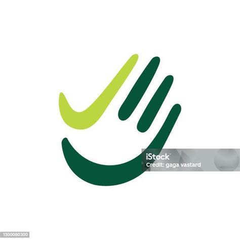 손 손바닥 체크 하이 파이브 핑거 그린 벡터 아이콘 일러스트 동의에 대한 스톡 벡터 아트 및 기타 이미지 동의 로고 물