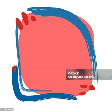 보헤미안 스타일의 스팟이 있는 트렌디한 모양 패턴 형태의 현대 추상 미술 세련된 밝은 파란색과 빨간색 색상 브러시 스트로크 모양에 대한 스톡 벡터 아트 및 기타 이미지