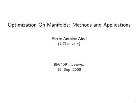 Pdf Optimization On Manifolds Methods And Applications
