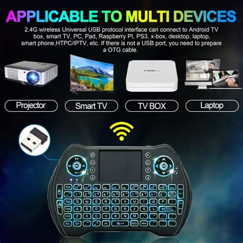Backlit Mini Wireless Keyboard Touchpad Mouse Combo With Rechargable Li Ion Battery Multi Media