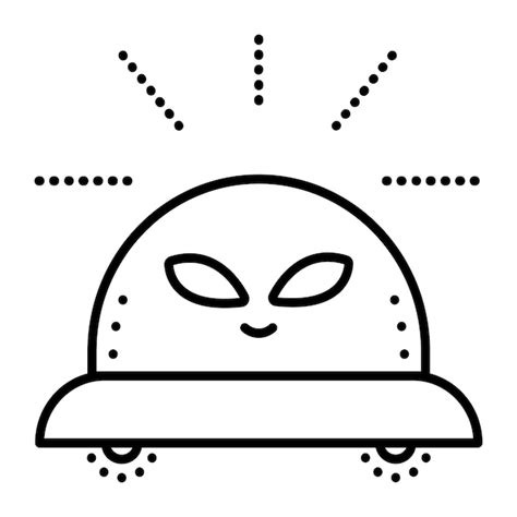 Premium Vector Ufo Unknown Flying Object Alien Aircraft Black Line Vector Illustration