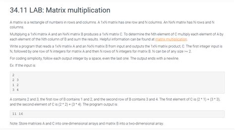 Solved A Matrix Is A Rectangle Of Numbers In Rows And Chegg Com
