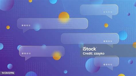 유리 모형성 효과 스타일로 대화 상자를 채팅합니다 컬러 그라데이션 서클의 투명 한 서리가 내린 아크릴 음성 버블 현실적인 유리