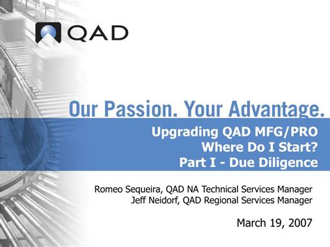 Ppt Upgrading Qad Mfg Pro Where Do I Start Part I Due Diligence Powerpoint Presentation
