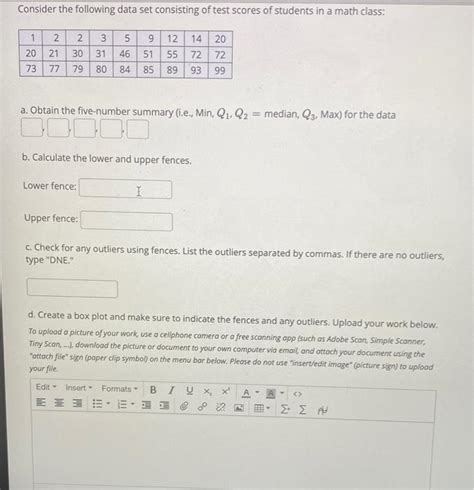 Solved Consider The Following Data Set Consisting Of Test