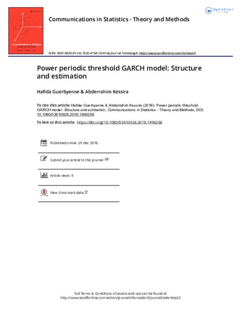 Pdf Power Periodic Threshold Garch Model Structure And Estimation