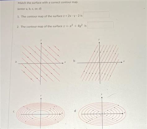 Solved Match The Surface With A Correct Contour Map Enter Chegg