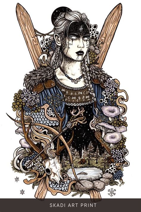 Skadi Art Print Etsy Skadi Goddess Tattoo Skadi Art Goddesses Skadi