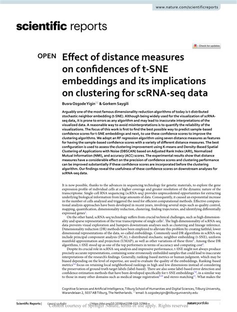 Pdf Effect Of Distance Measures On Confidences Of T Sne Embeddings And Its Implications On