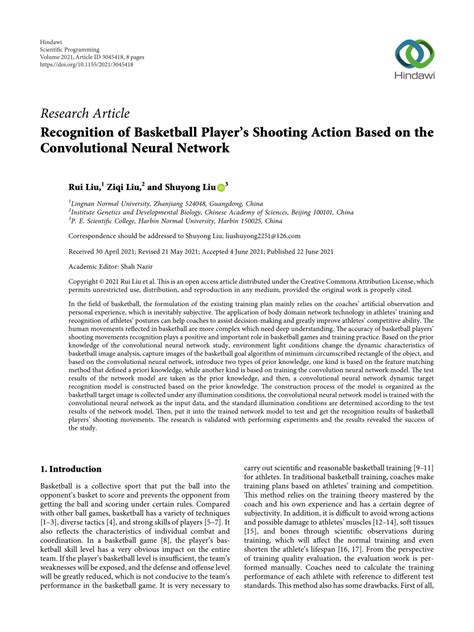 Pdf Recognition Of Basketball Players Shooting Action Based On The Convolutional Neural Network