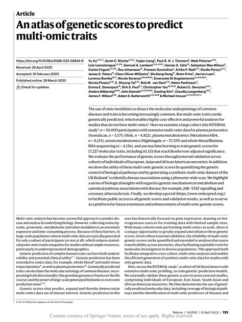 An Atlas Of Genetic Scores To Predict Multi Omic Traits Request Pdf