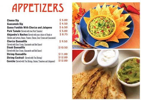 Mexican Appetizers Menu