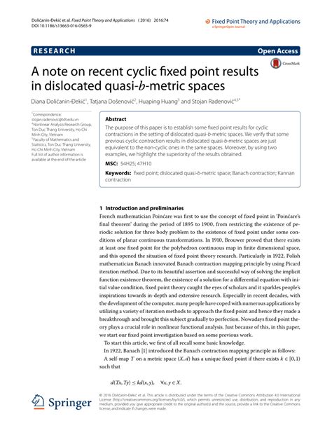 Pdf A Note On Recent Cyclic Fixed Point Results In Dislocated Quasi B
