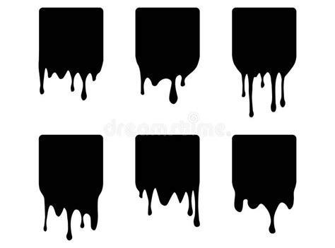 Set Of Drip Square Labels Paint Drip Stickers Stock Vector