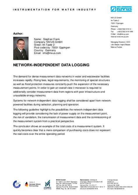 Whitepaper Network Independent Data Logging Nivus