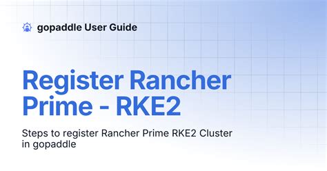 Register Rancher Prime Rke2 Gopaddle User Guide