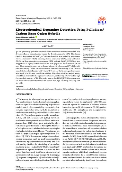 Pdf Electrochemical Dopamine Detection Using Palladiumcarbon Nano